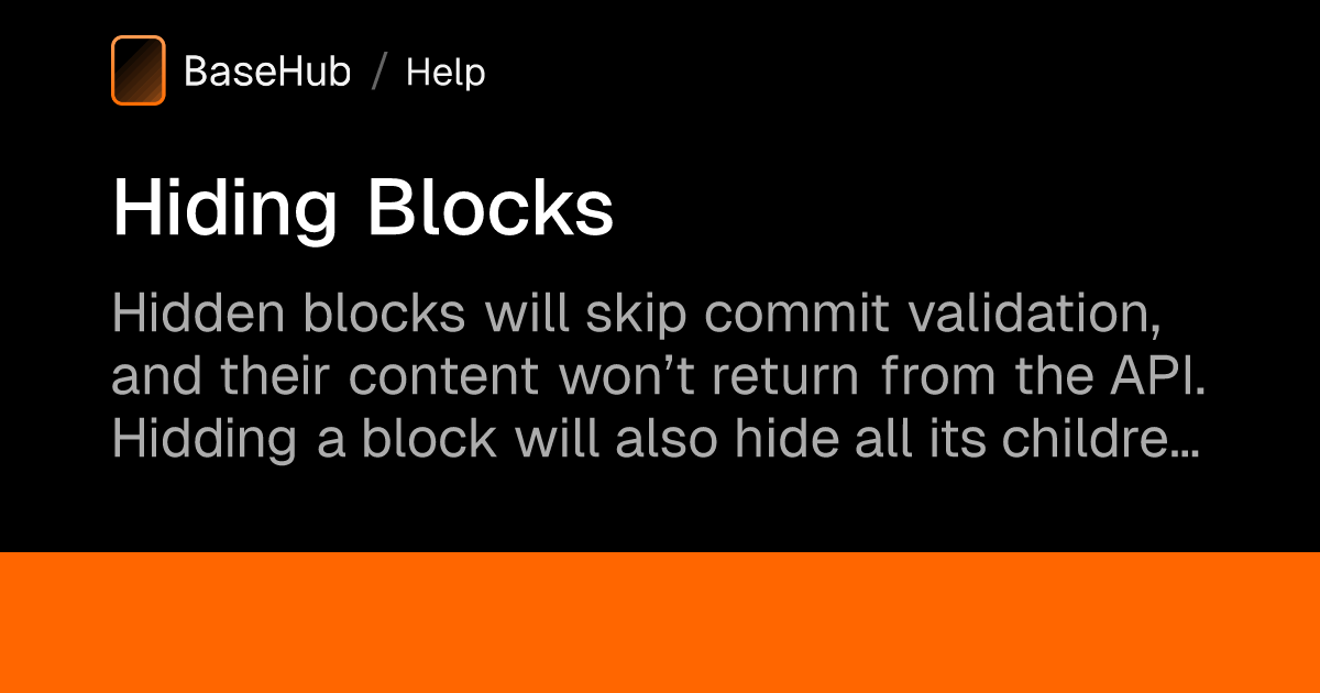 Hiding Blocks - Repository Dashboard | BaseHub Help Center
