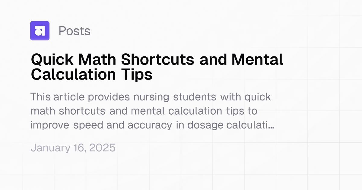 Quick Math Shortcuts and Mental Calculation Tips | Study Guide Maker